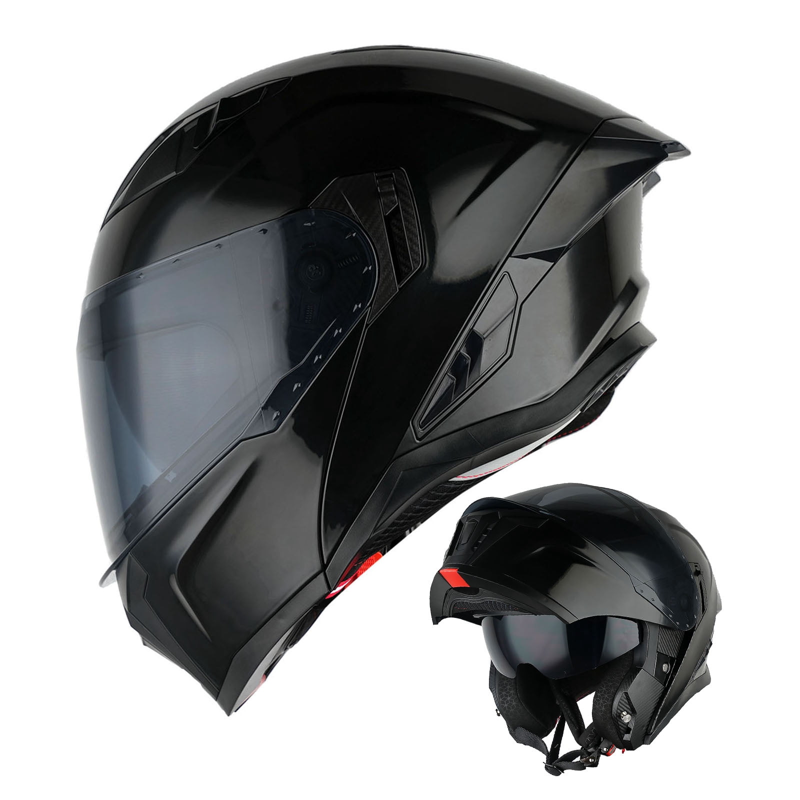 1Storm Motorcycle Modular Flip up Dual Visor Helmet Street Bike Sun ...