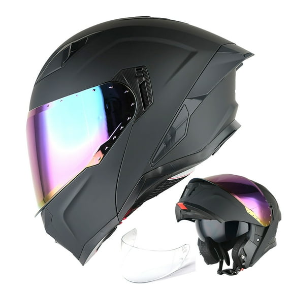 1Storm Motorcycle Modular Flip up Dual Visor Helmet Street Bike Sun ...