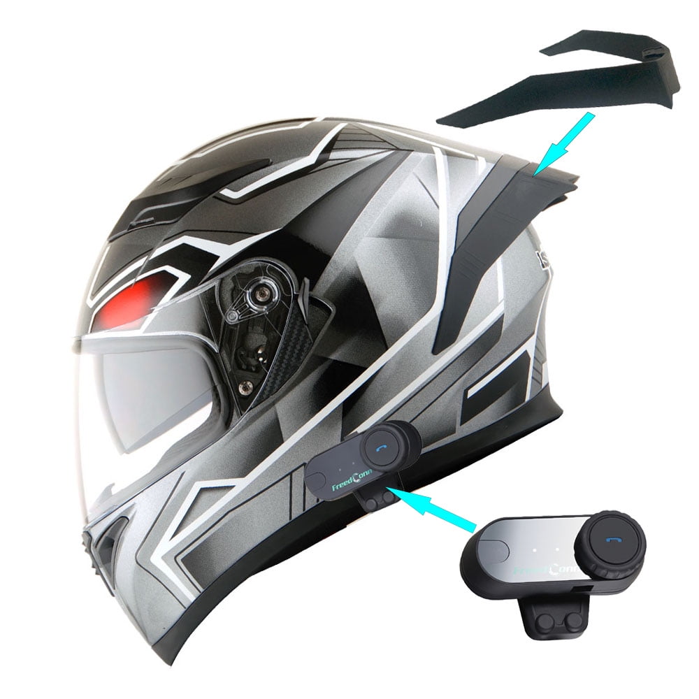1Storm Motorcycle Modular Full Face Flip up Dual Visor Helmet + Spoiler ...