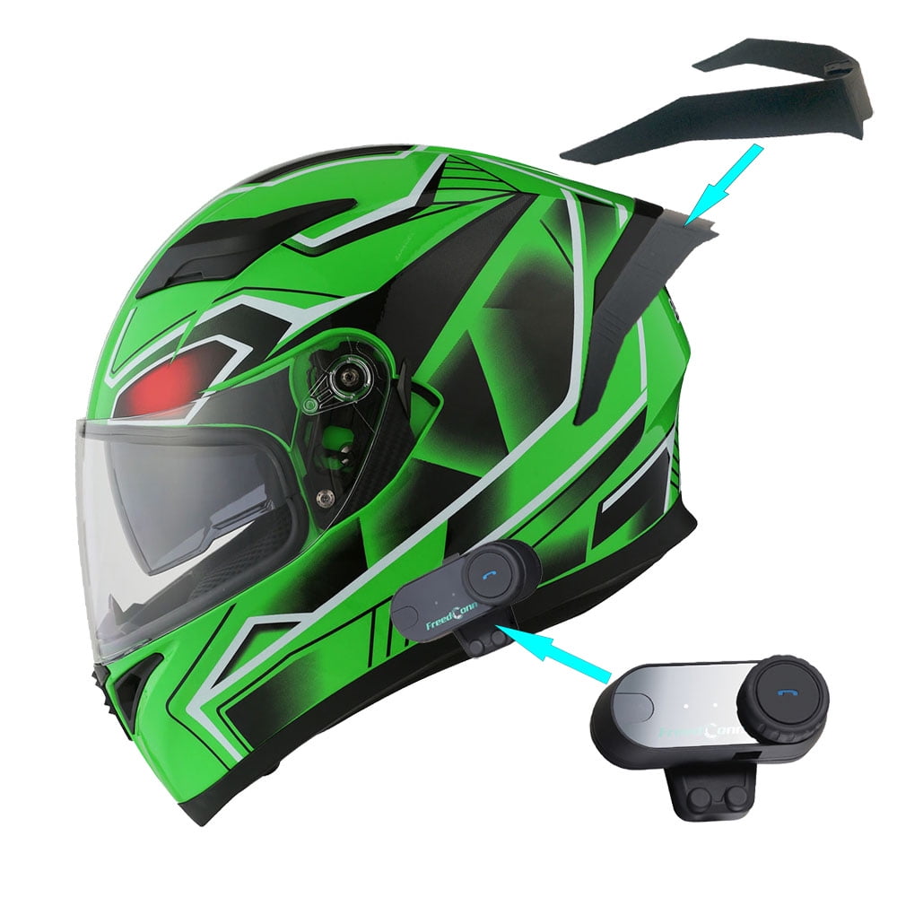 1Storm Motorcycle Modular Full Face Flip up Dual Visor Helmet + Spoiler ...