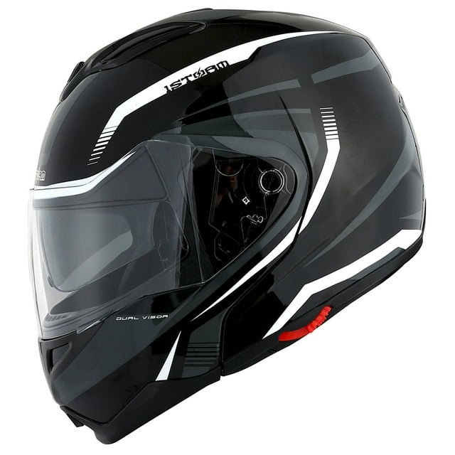 1Storm Motorcycle Street Bike Modular/Flip up Dual Visor/Sun Shield ...
