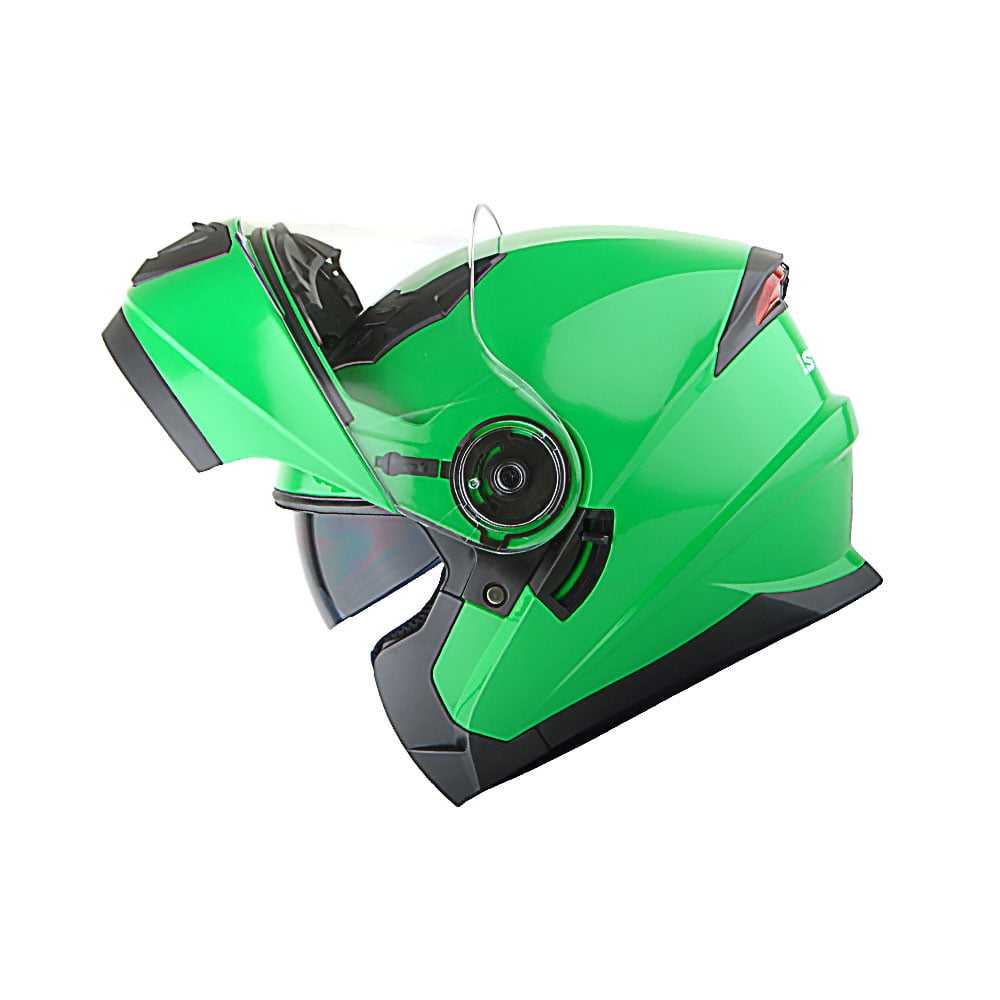 1Storm New Motorcycle Bike Modular Full Face Helmet NOLED901 Dual Visor Sun Shield: Glossy Green ...