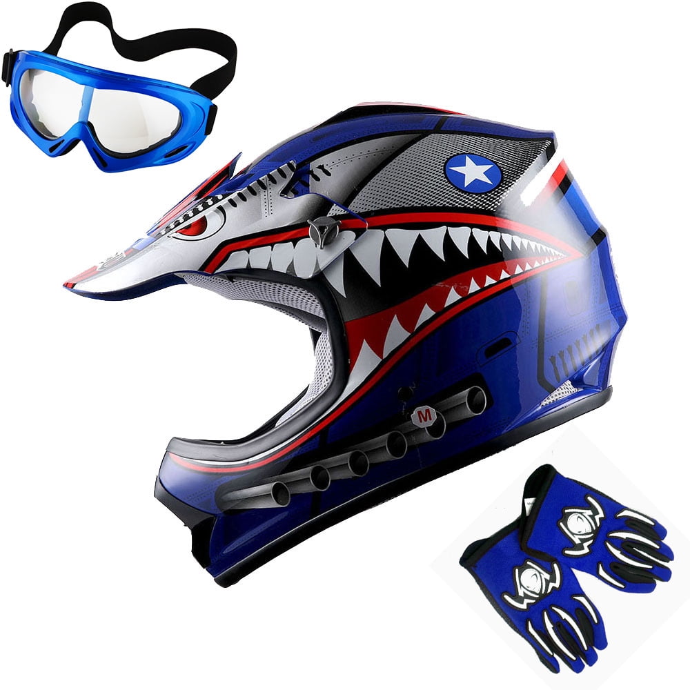 1Storm Youth Motocross Helmet Kids Motorcycle Bike Helmet HBOY Shark ...