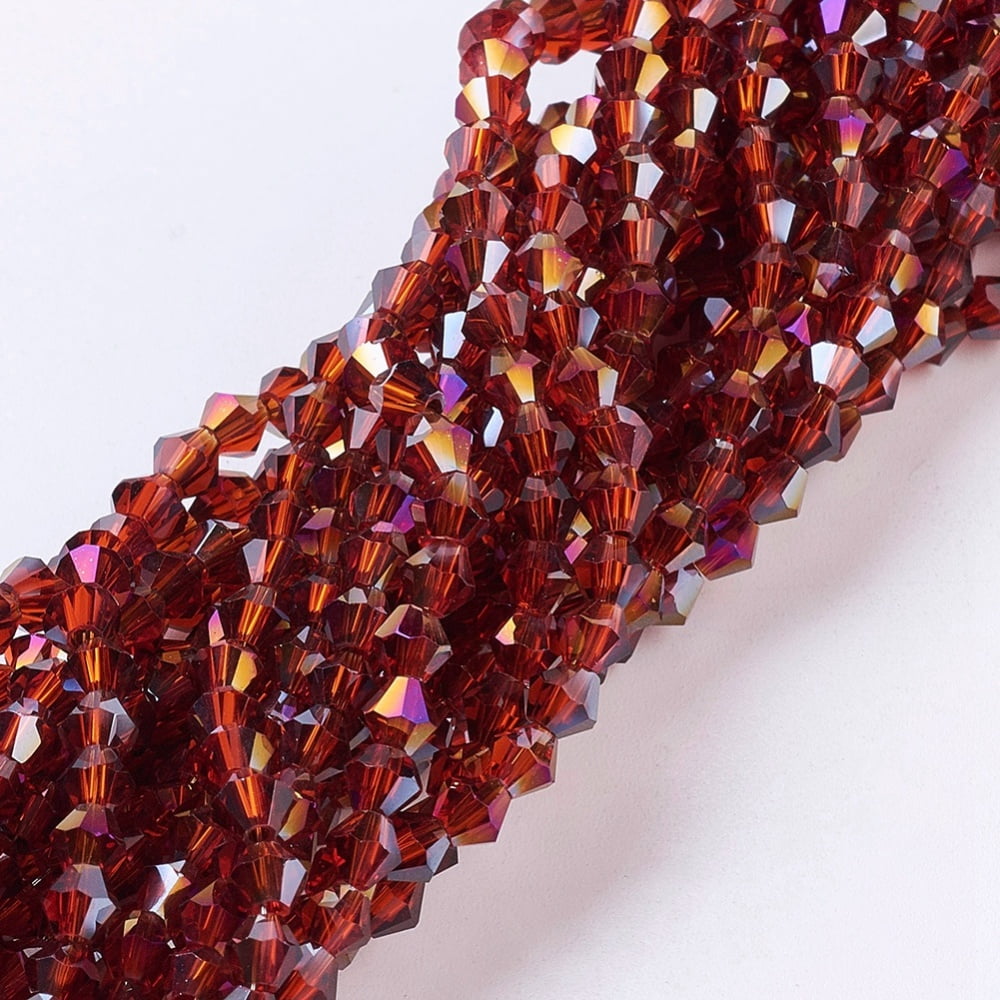 1Strand 1 Strand Faceted Bicone Half Plated Electroplate Glass Beads ...