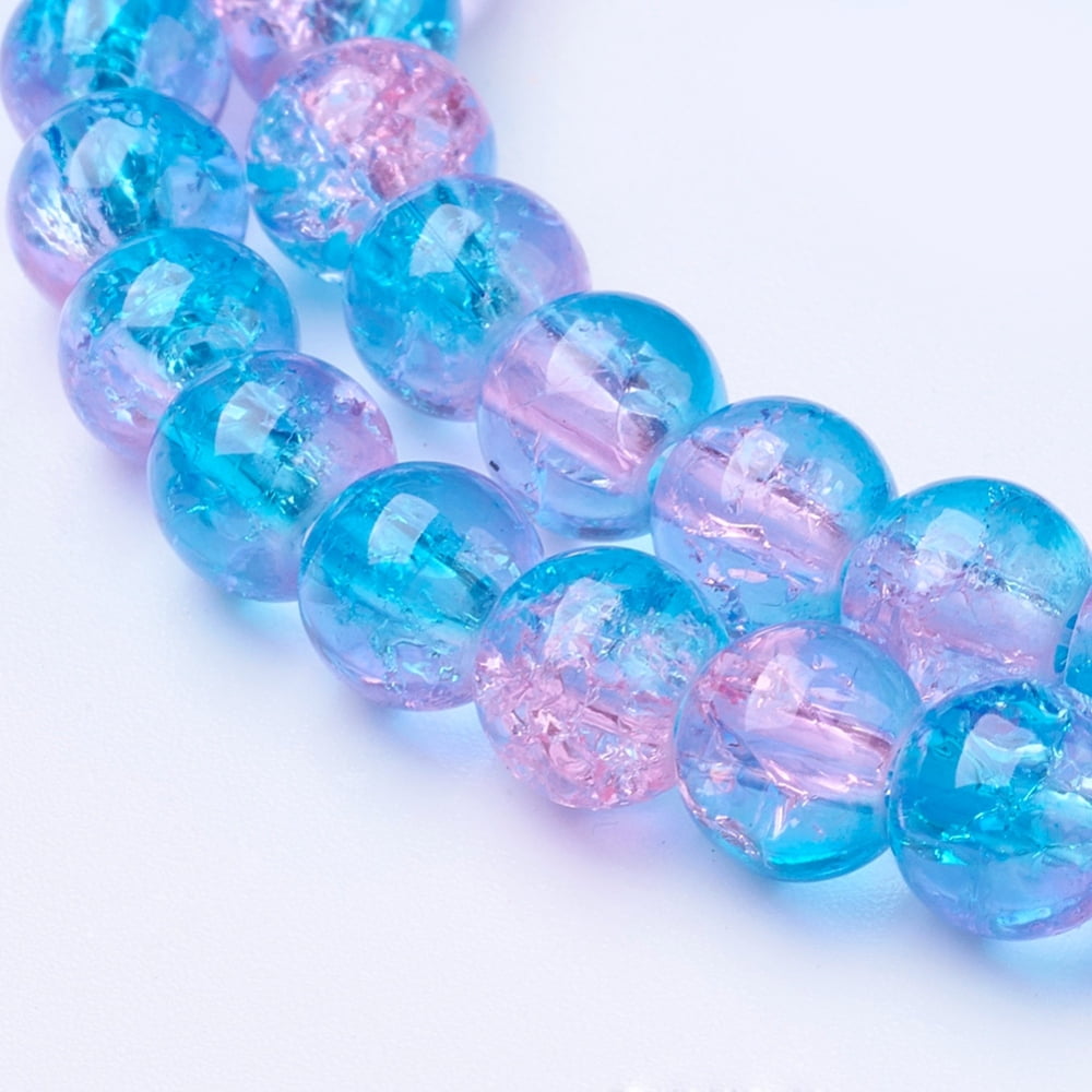 1Strand 1Strand Two Tone Transparent Glass Round Beads Strands Dodger ...