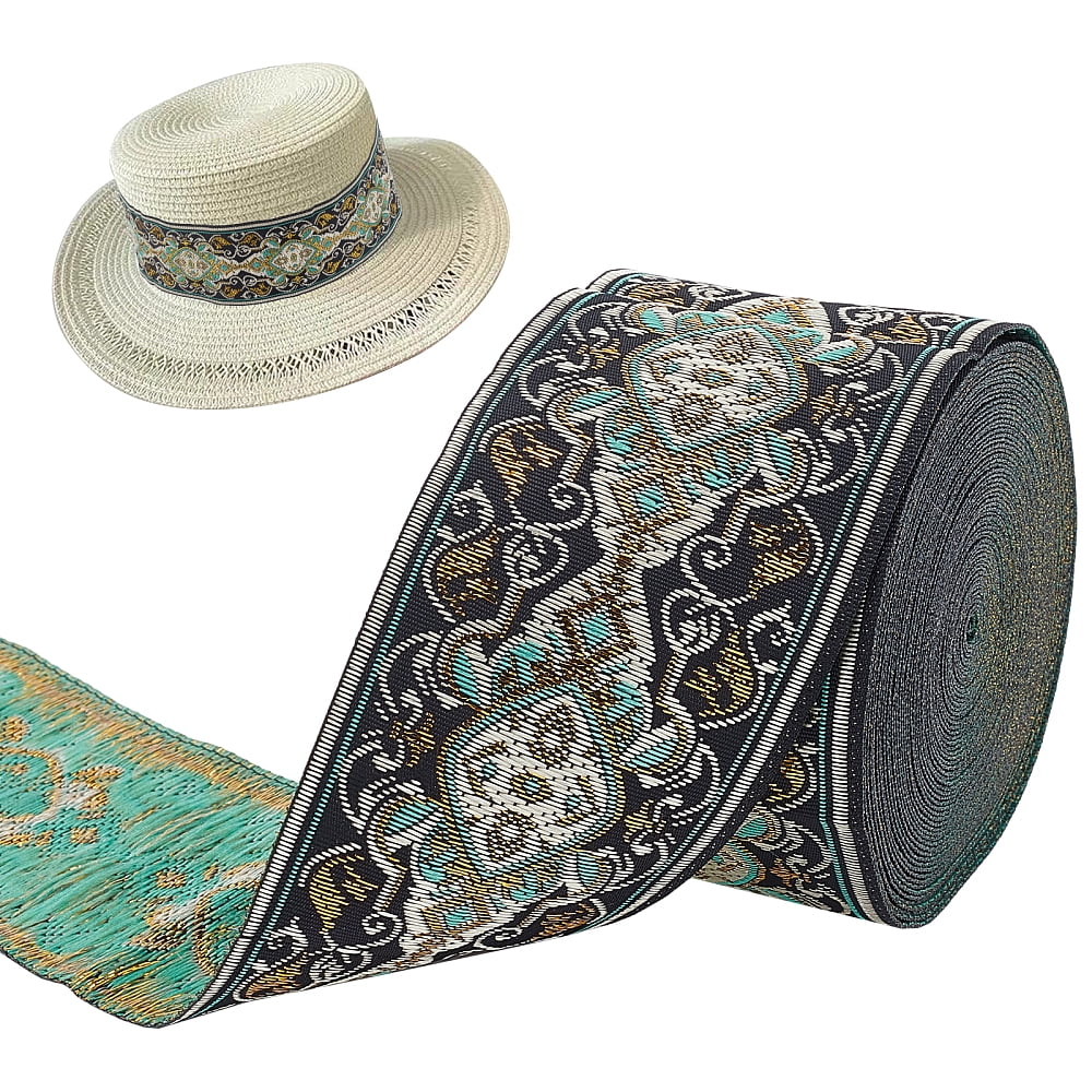 1Strand 50mm Wide Diamond Flower Metallic Jacquard Ribbon 7m Geometric ...