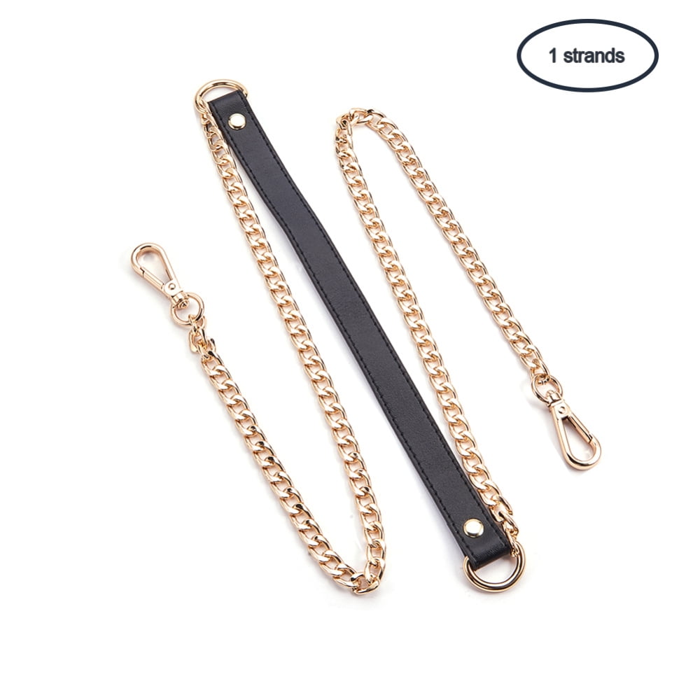 1Strand Bag Strap Chains Iron Curb Link Chains with Leather with Swivel ...