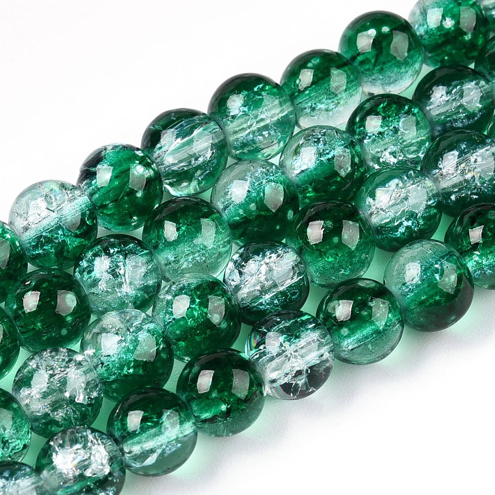 1Strand Baking Painted Crackle Glass Beads Strands Round Medium Sea ...