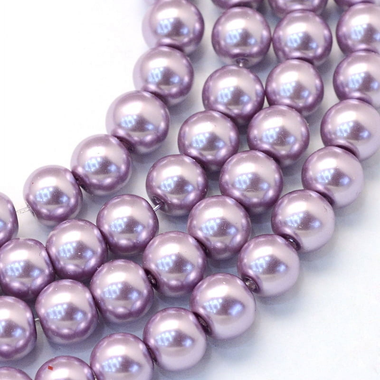 1Strand Baking Painted Glass Pearl Bead Strands Pearlized Round Lilac 3 ...
