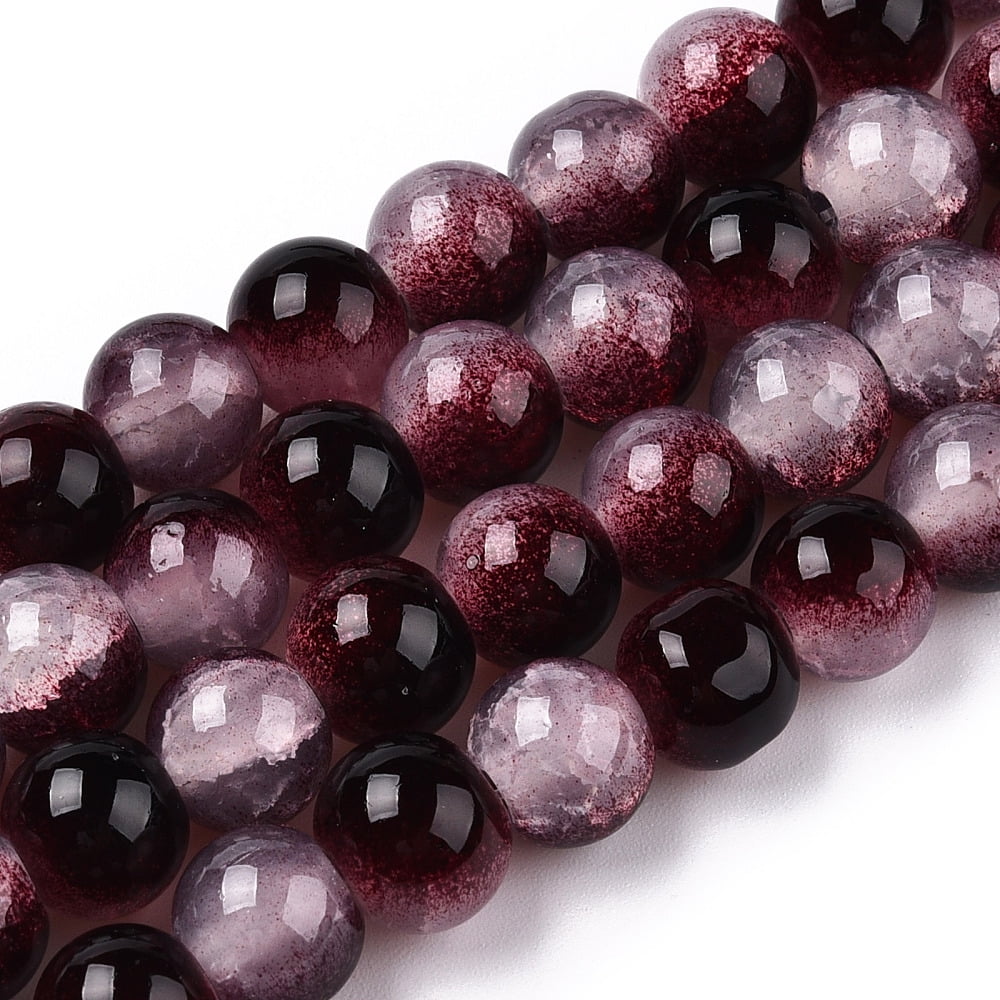 1Strand Baking Painted Imitation Jade Glass Beads Strands Round Coconut ...