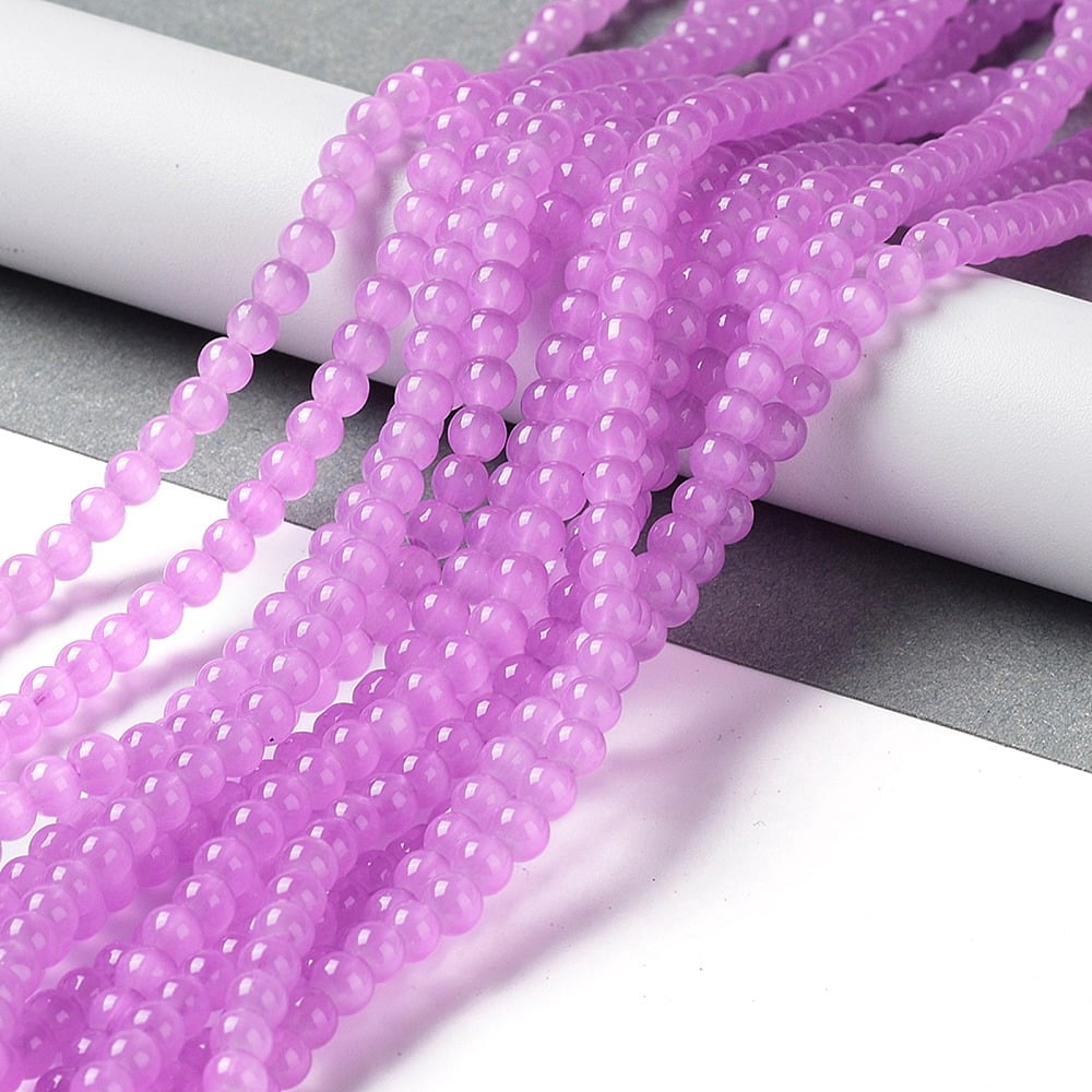 Baking Painted Imitation Jade Glass Round Bead Strands Medium Orchid 4. ...