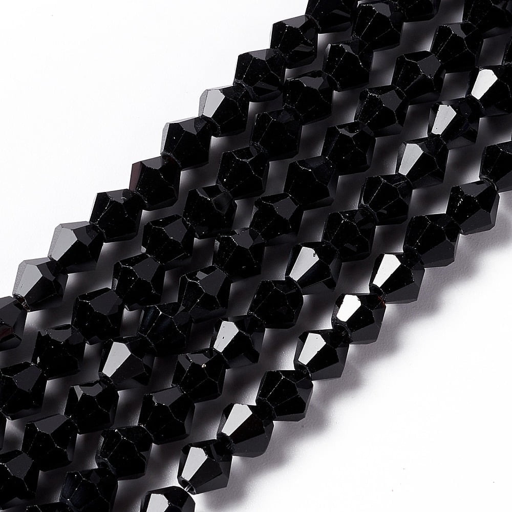 1Strand Black Color Faceted Glass Bicone Beads Strands 6x6mm Hole: 1 ...