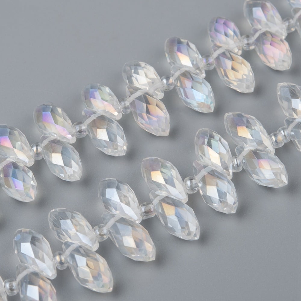1Strand Crystal Glass Beads Strands Top Drilled Beads Faceted Teardrop ...