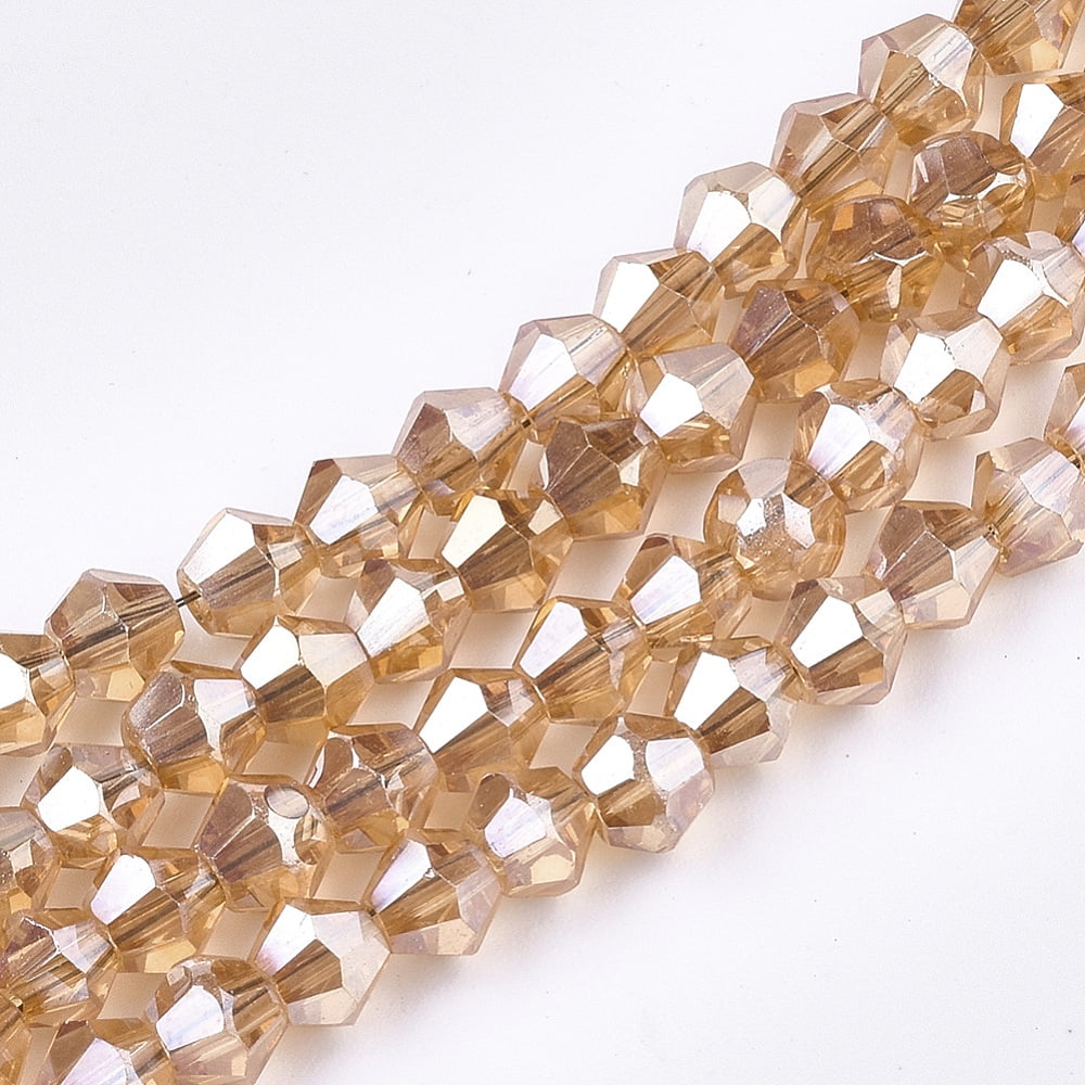 1Strand Electroplate Glass Bead Strands Rainbow Plated Faceted Bicone ...