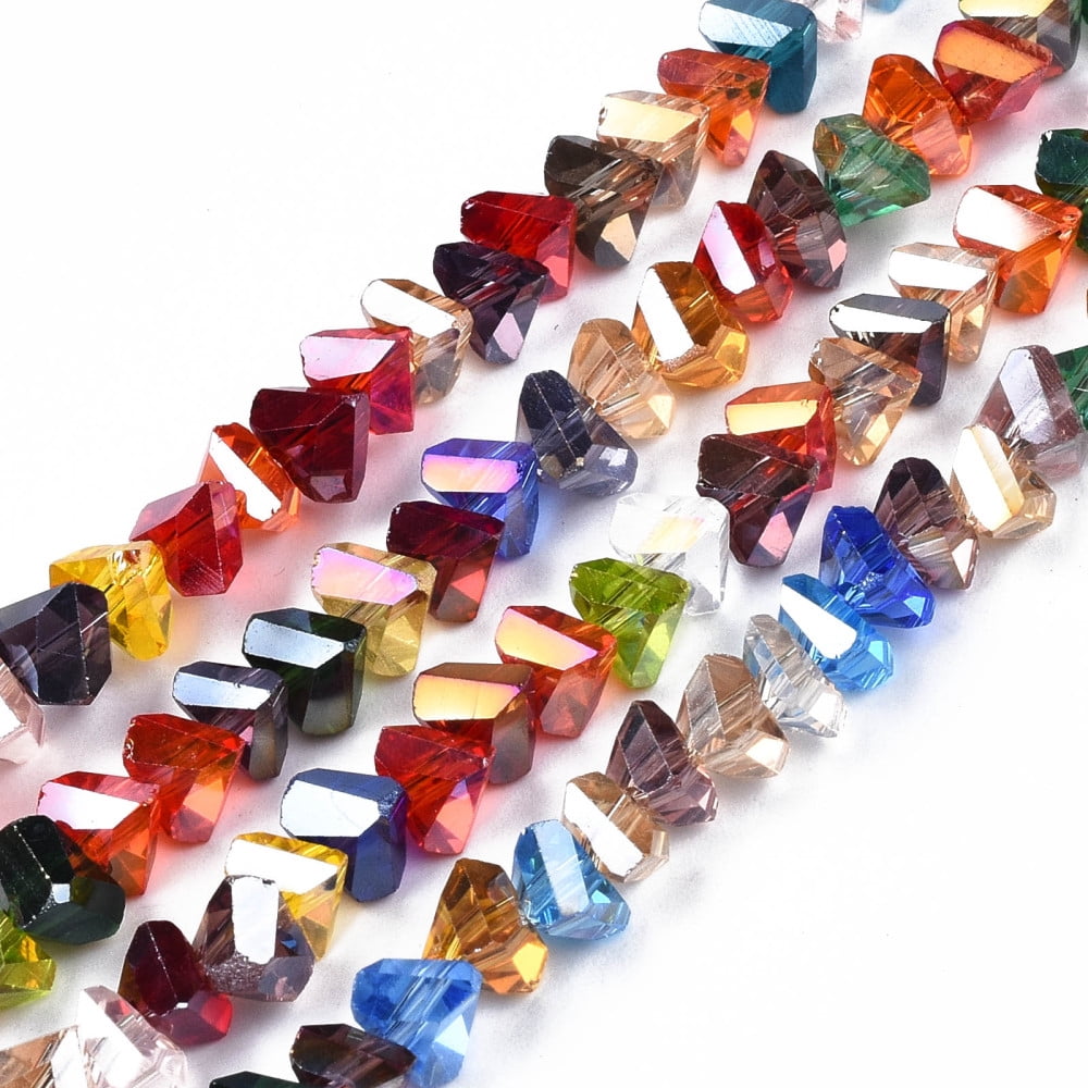1Strand Electroplate Glass Beads Strands Triangle Mixed Color 3.5x6x4 ...