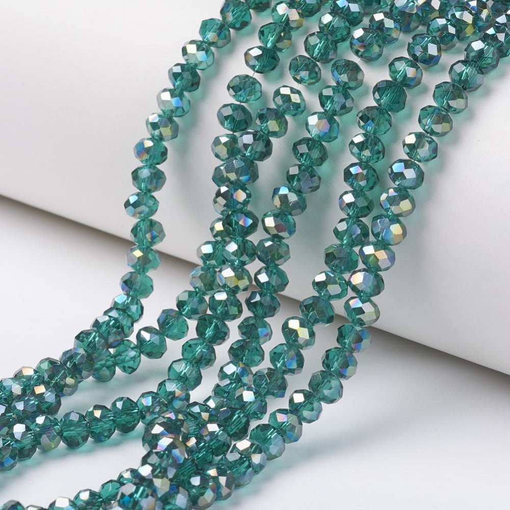 1Strand Electroplate Transparent Glass Beads Strands Half Green Plated ...