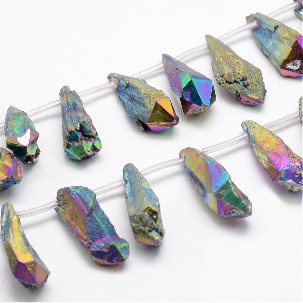 1Strand Electroplated Natural Quartz Beads Teardrop Colorful Crystal ...
