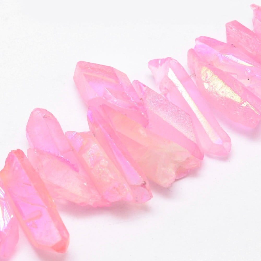 1Strand Electroplated Natural Quartz Crystal Bead Strands Nuggets Dyed ...