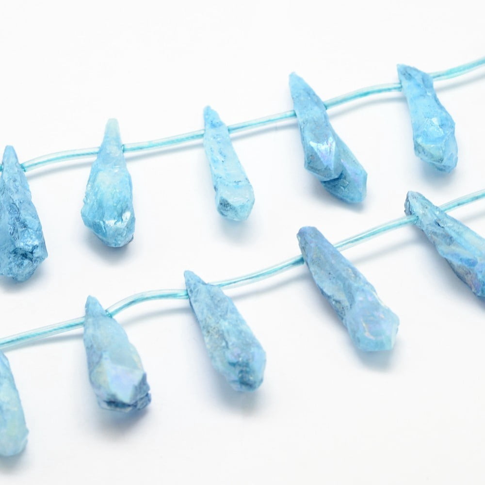 1Strand Electroplated Natural Quartz Crystal Beads Strands Top Drilled ...