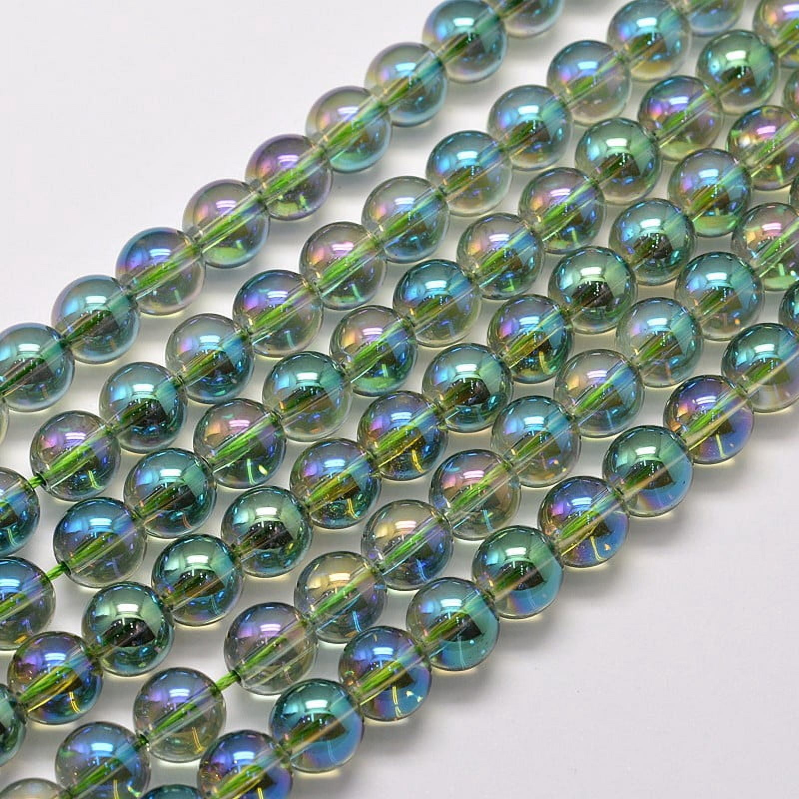 1Strand Electroplated Synthetic Quartz Bead Strands Round Full Rainbow ...