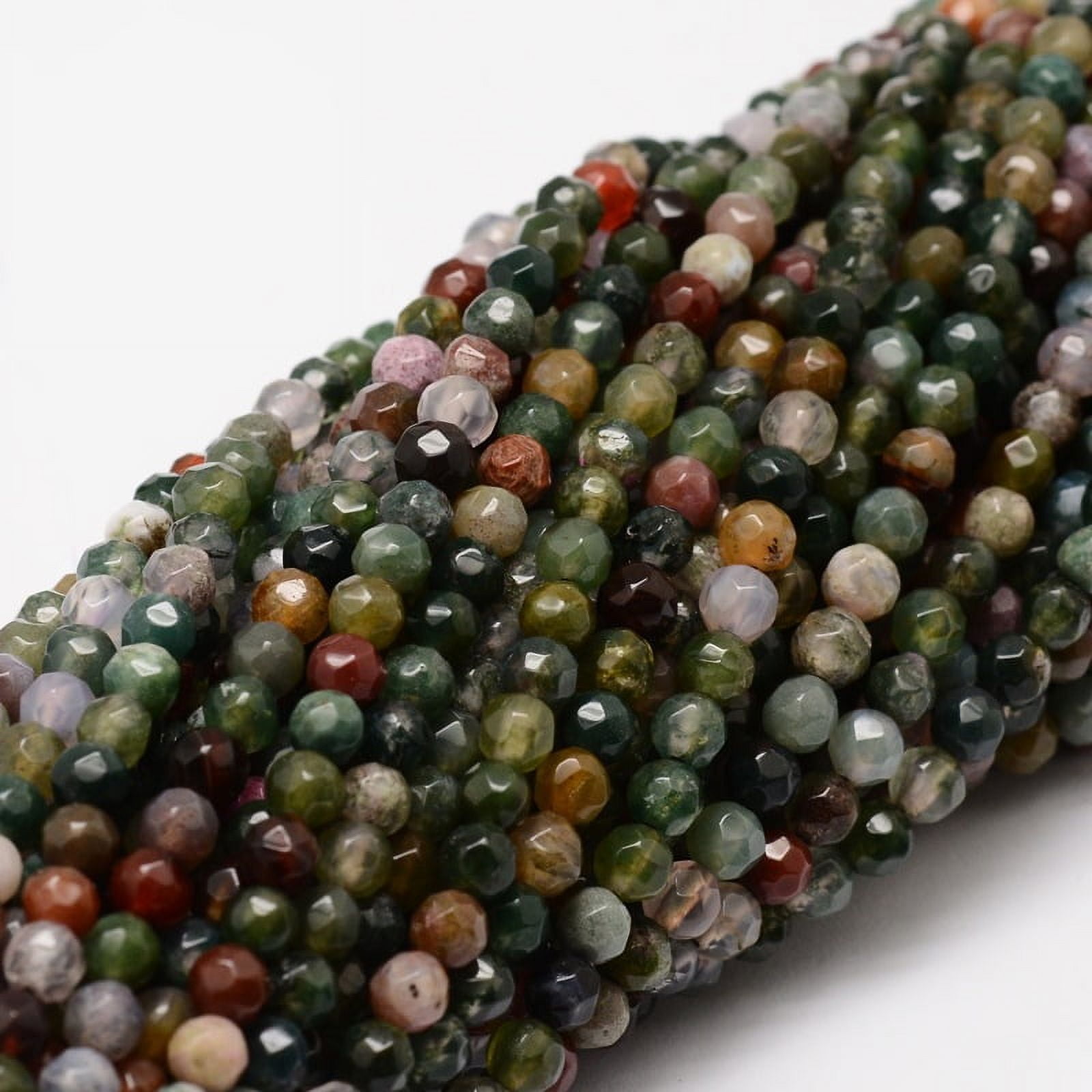 1Strand Faceted Natural Indian Agate Round Beads Strands 4mm Hole: 1mm ...