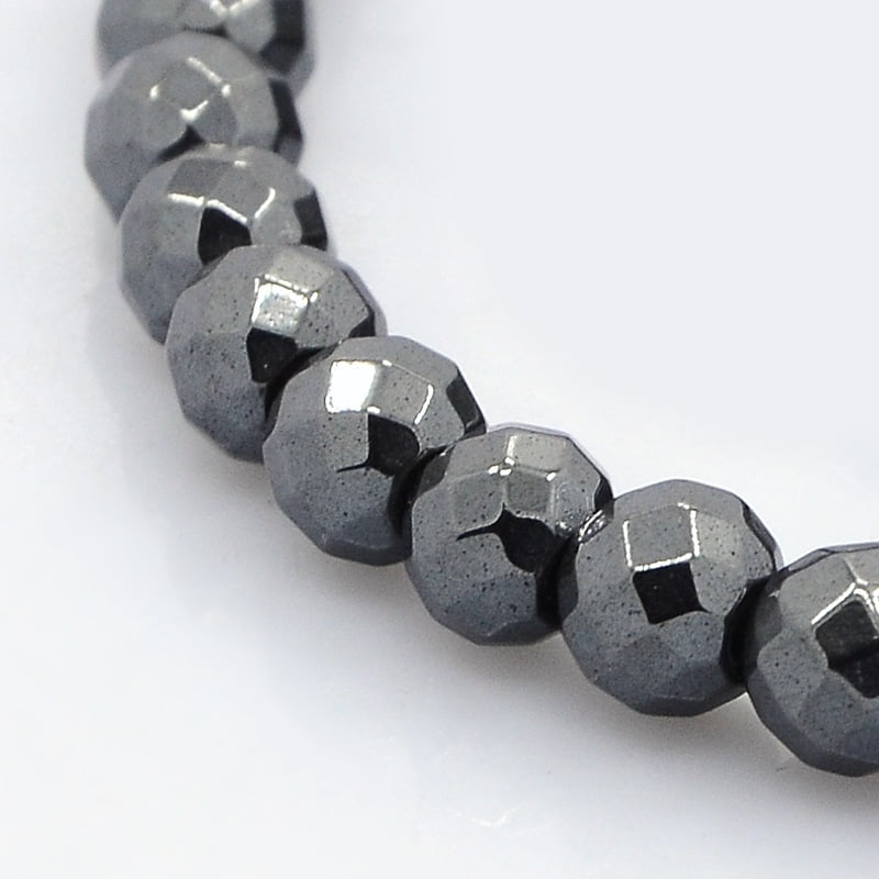 1Strand Faceted Round Non-magnetic Synthetic Hematite Beads Strands ...