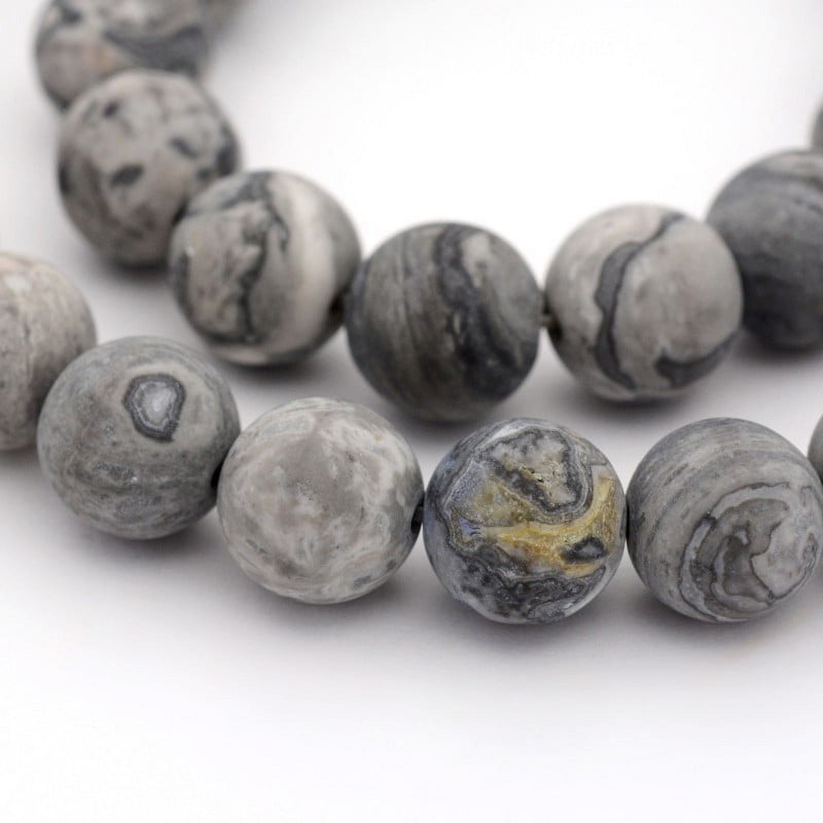 1Strand Frosted Natural Map Stone/Picasso Stone/Picasso Jasper Round ...