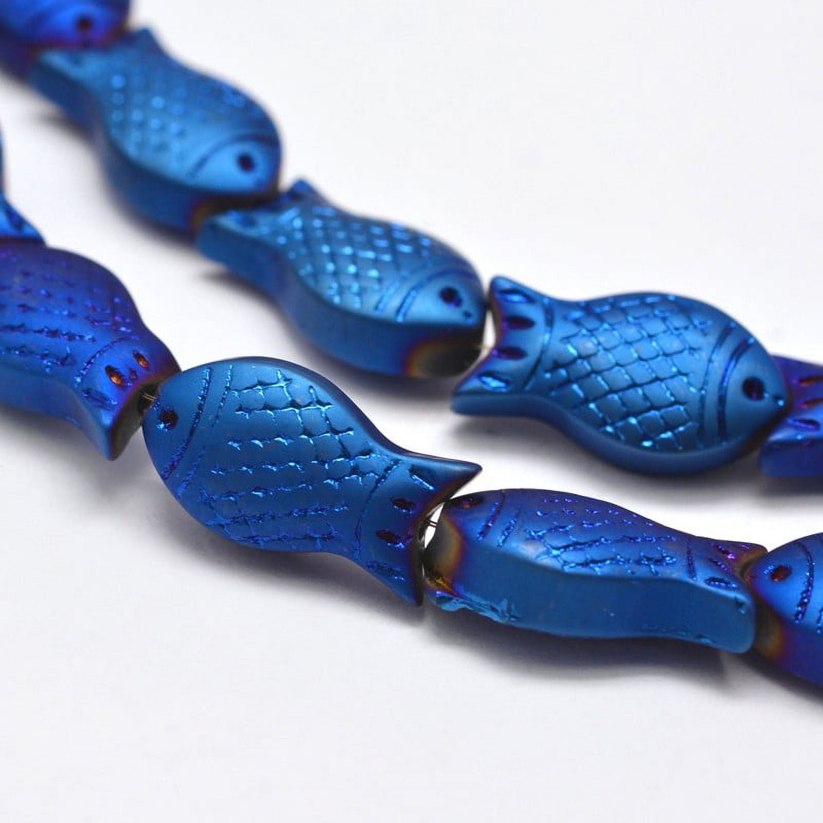 1Strand Full Plated Frosted Electroplate Glass Fish Beads Strands Blue ...