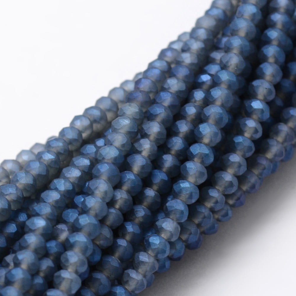 1Strand Full Rainbow Plated Faceted Glass Bead Strands Marine Blue 4~4 ...