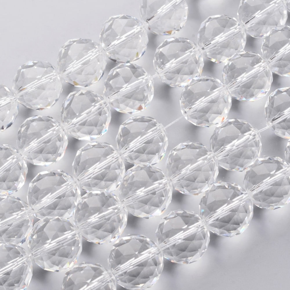 1Strand Glass Bead Strands Faceted Round Clear 19.5mm Hole: 2mm 12pcs ...