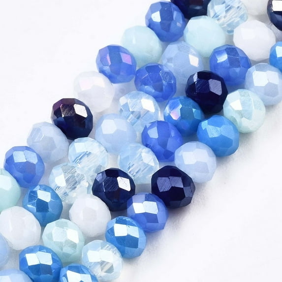 1Strand Glass Beads Strands AB Color Plated Faceted Rondelle Dodger ...