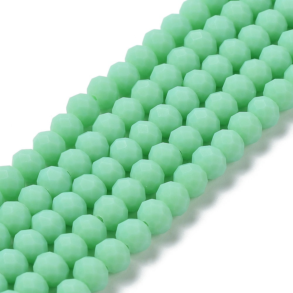1Strand Glass Beads Strands Faceted Frosted Rondelle Medium Spring ...