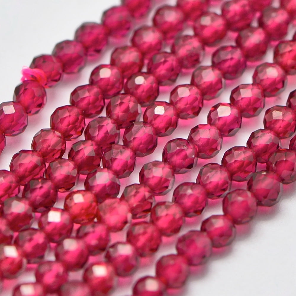 1Strand Glass Imitation Red Corundum Beads Strands Faceted Round ...