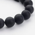 1Strand Grade A Round Frosted Natural Black Agate Beads Strands Dyed ...