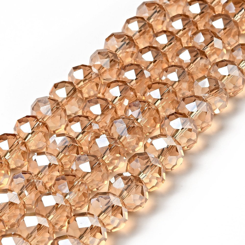 1Strand Handmade Imitate Austrian Faceted Rondelle Glass Beads Camel ...