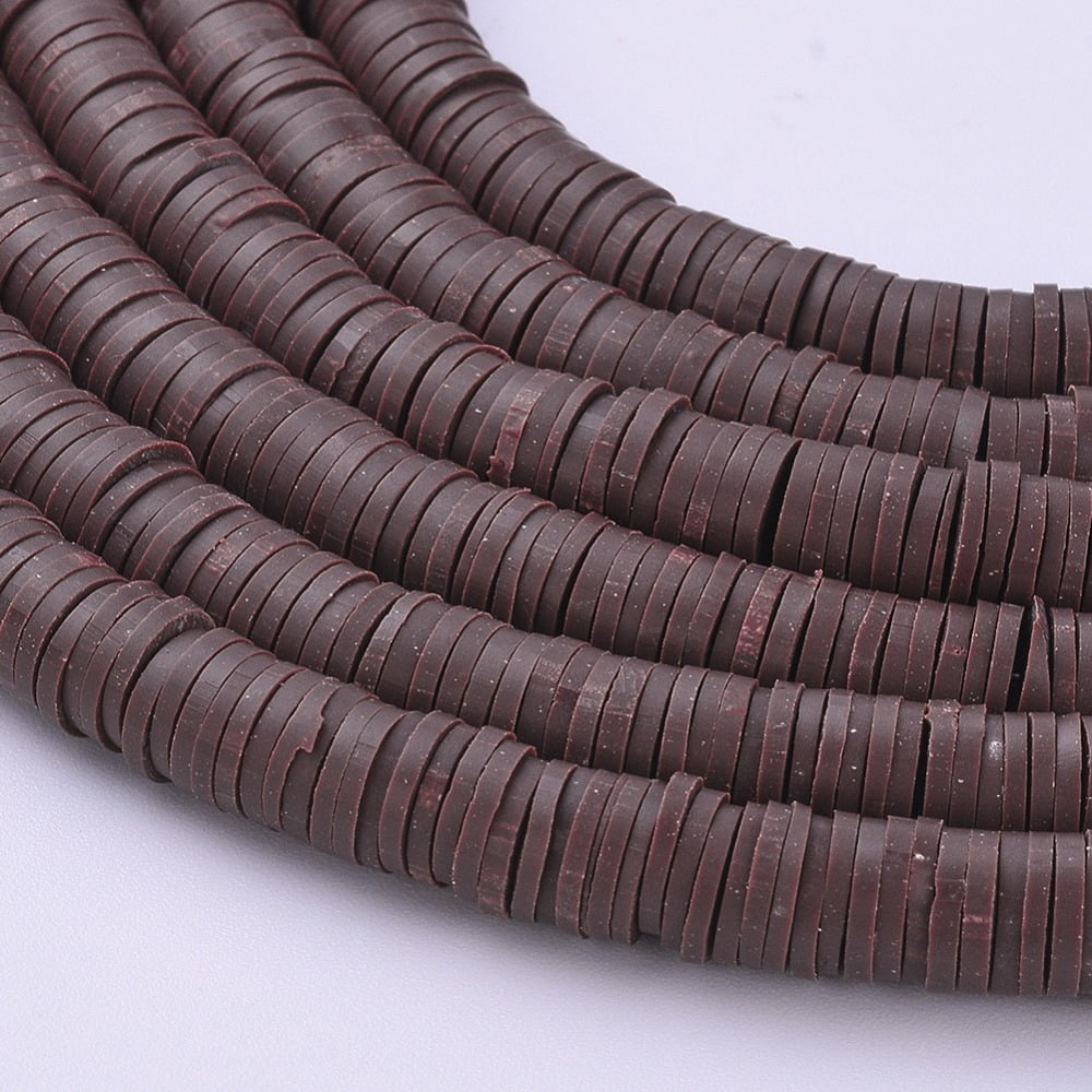 1Strand Handmade Polymer Clay Beads Disc/Flat Round Heishi Beads Saddle ...