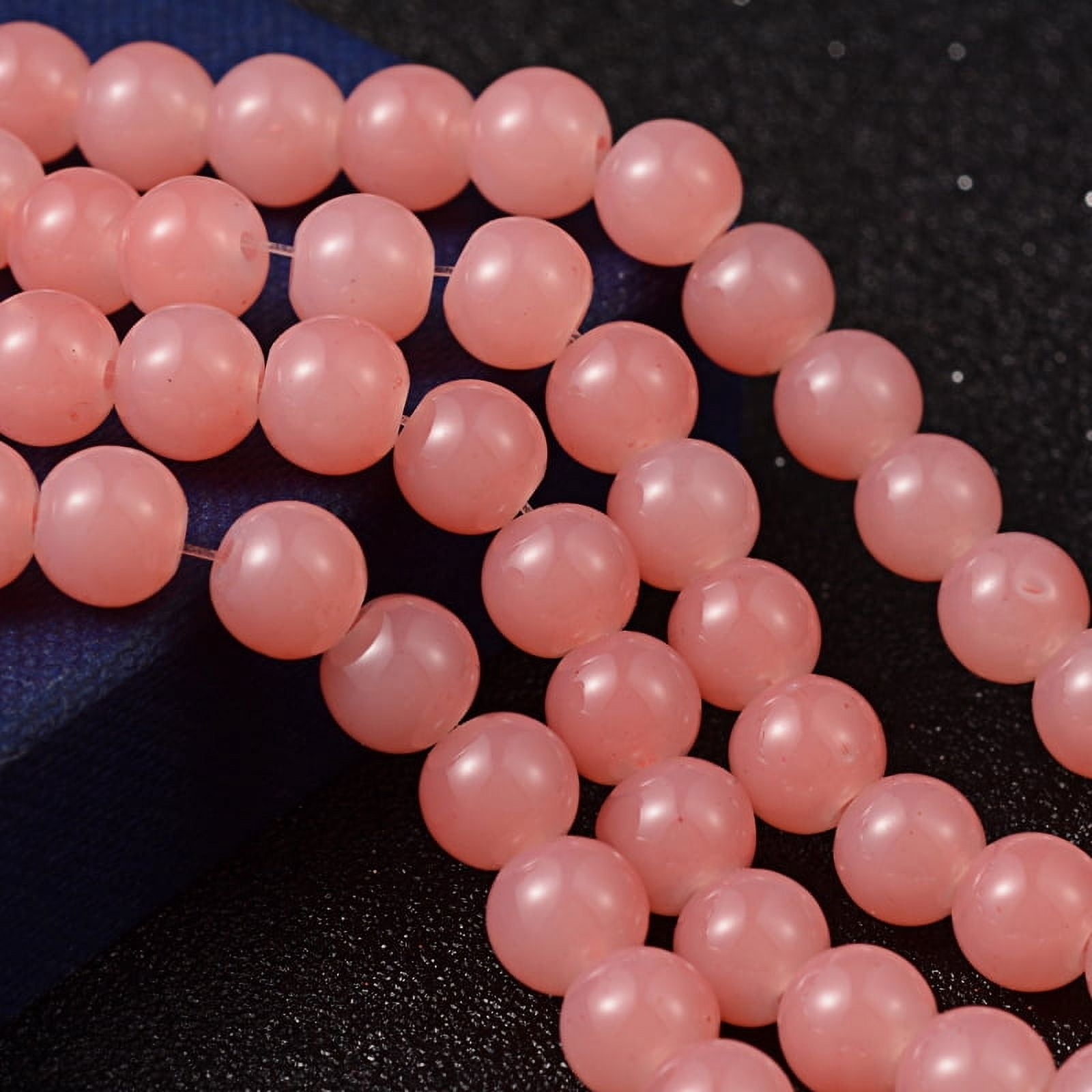 1Strand Imitation Jade Glass Beads Strands Spray Painted Round Light ...