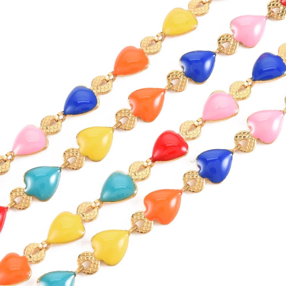 1Strand Ion Plating(IP) 304 Stainless Steel Heart Link Chains with ...