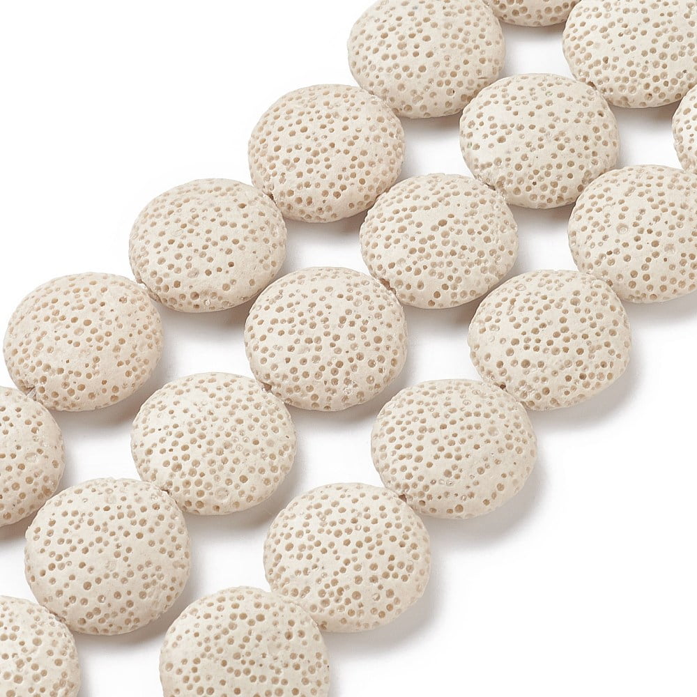 1Strand Lentil Dyed Synthetic Lava Rock Beads Strands Beige 20x7mm Hole ...