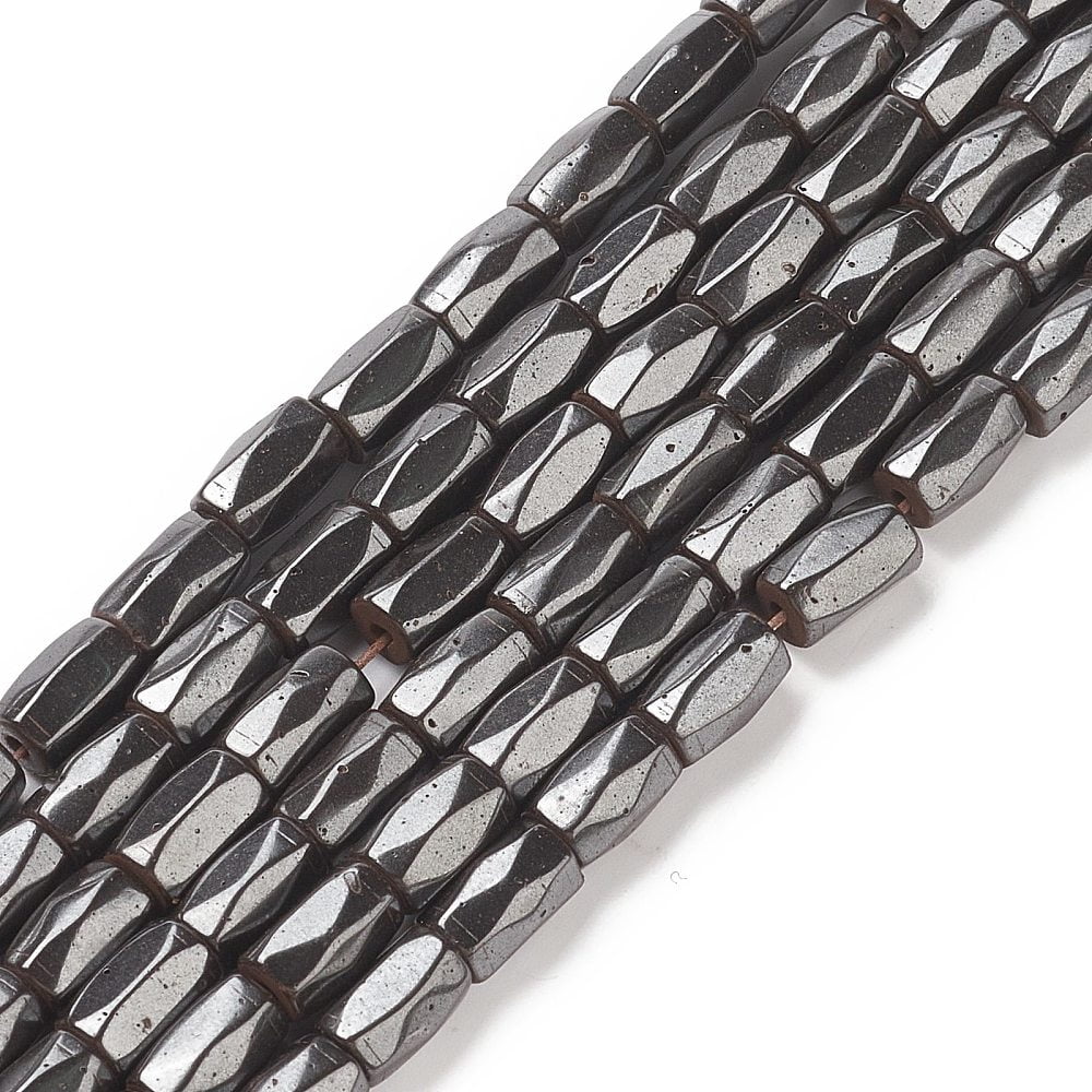 1Strand Magnetic Synthetic Hematite Beads Strands Eighteen Facets Tube ...