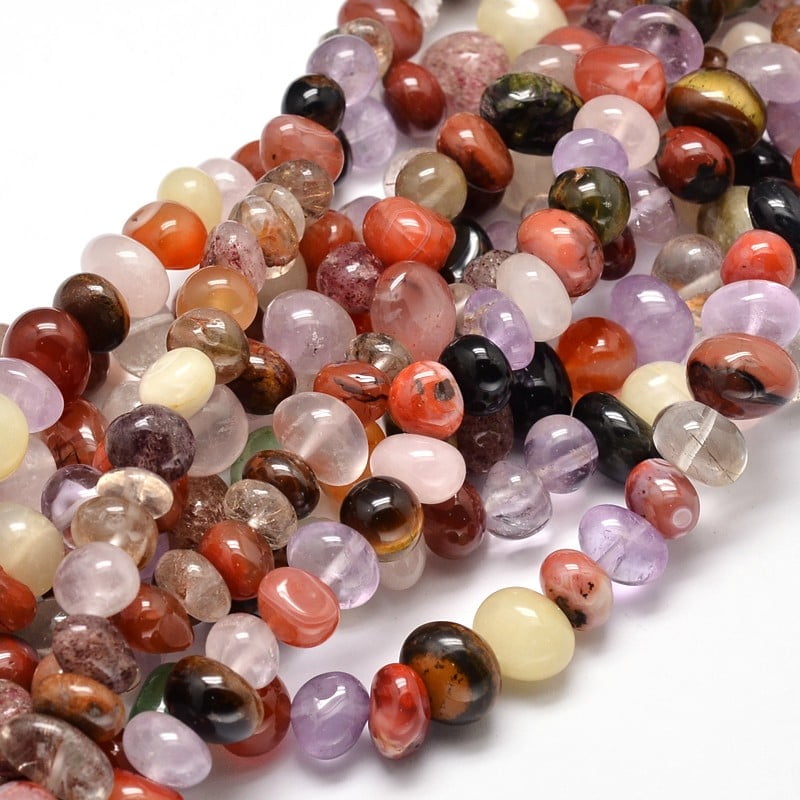 1Strand Mixed Natural Gemstone Bead Strands Tumbled Stone 6~10x9~12x8 ...
