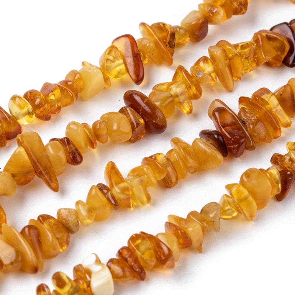 1Strand Natural Amber Chip Beads Strands 5~14x4~10mm Hole: 1mm about 15 ...