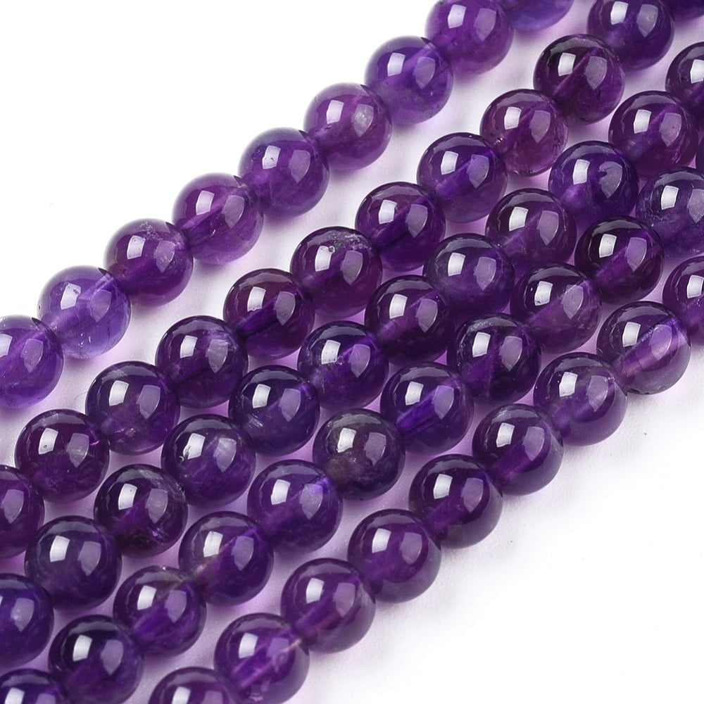 1Strand Natural Amethyst Beads Strands Dyed Round Indigo 4mm Hole: 1mm ...