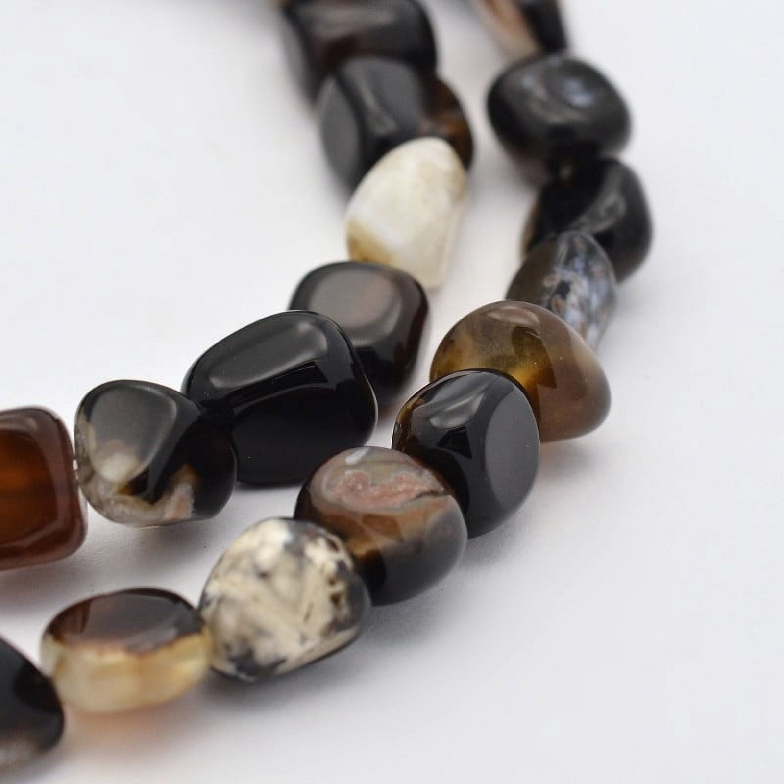 1Strand Natural Black Agate Bead Strands Tumbled Stone Dyed & Heated ...