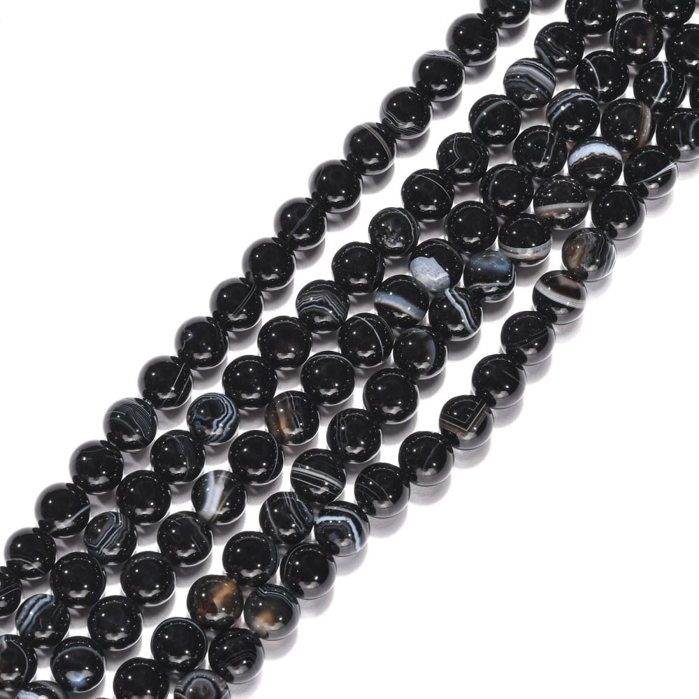1Strand Natural Black Agate Beads Strands Round Dyed Black 6mm Hole ...
