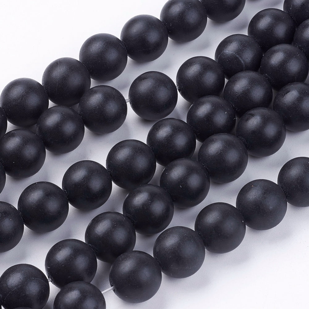 1Strand Natural Black Stone Bead Strands Round Black 12mm Hole: 1mm ...