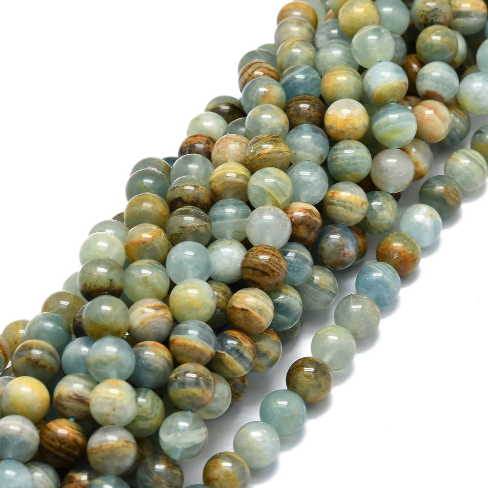 1Strand Natural Blue Calcite Beads Strands Round 10mm Hole: 1mm 37pcs ...