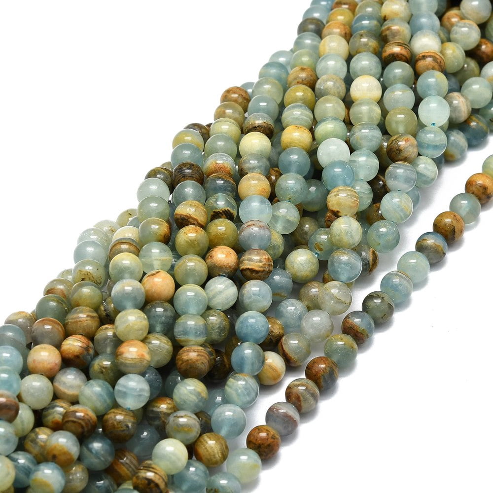 1Strand Natural Blue Calcite Beads Strands Round 8mm Hole: 1mm 48pcs ...