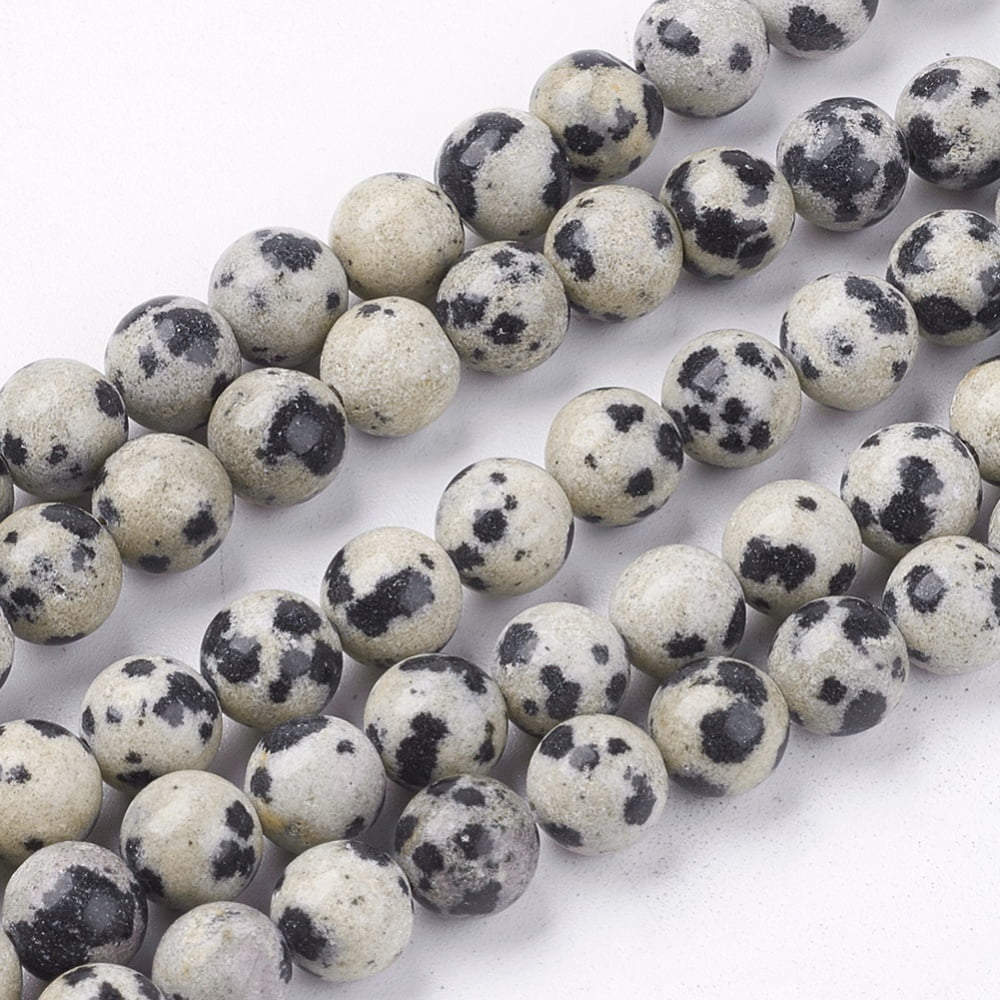 1Strand Natural Dalmatian Jasper Stone Bead Strands Round 6mm Hole: 1mm ...
