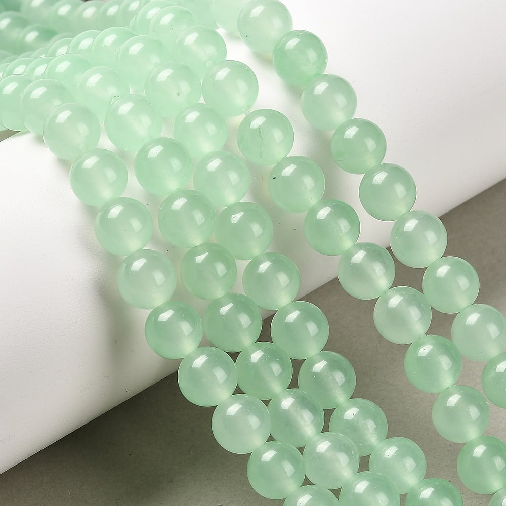 1Strand Natural & Dyed Malaysia Jade Bead Strands Round Light Green 8mm ...